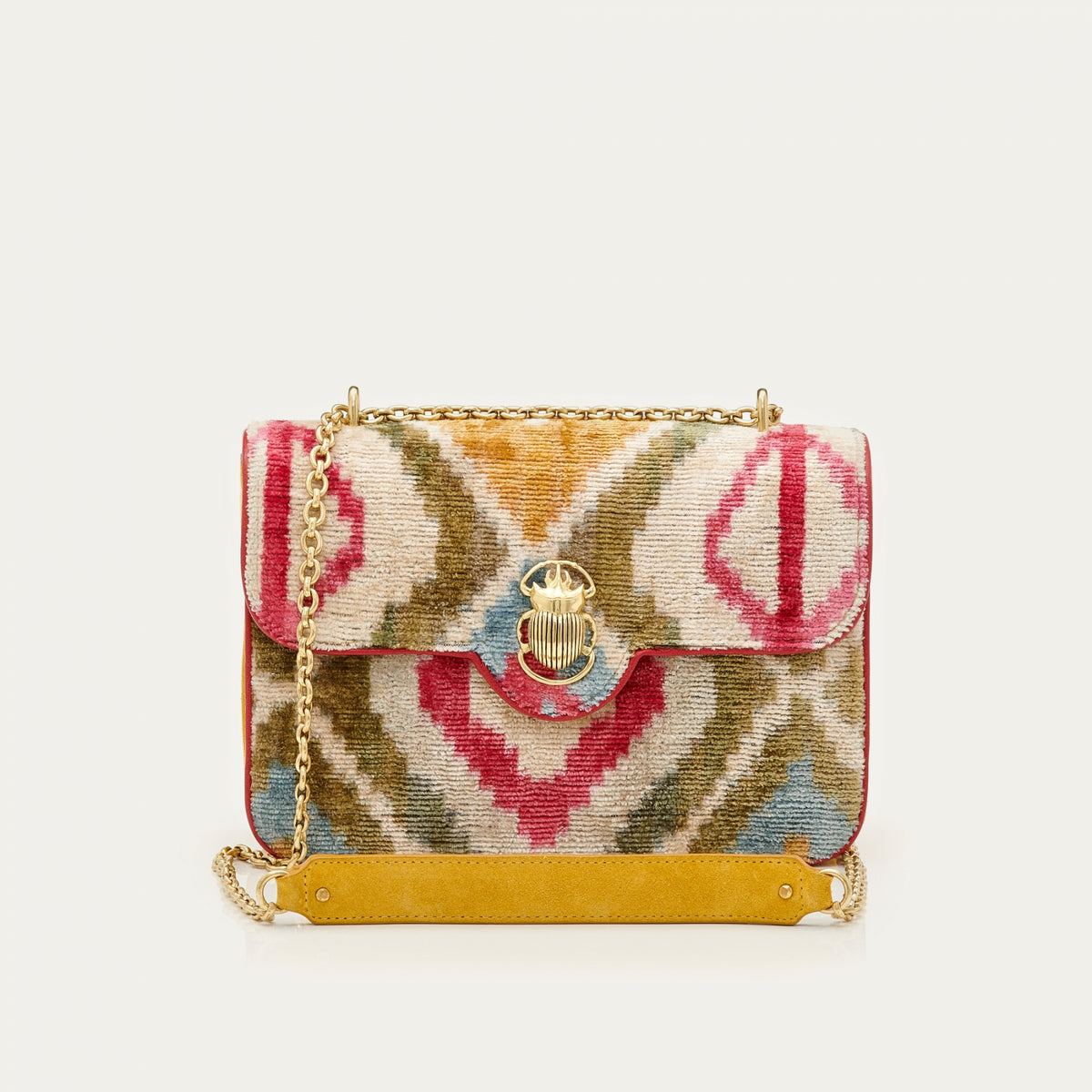 sac Claris Virot BIG AVA Cuir et velours losanges multicolors— HENIN