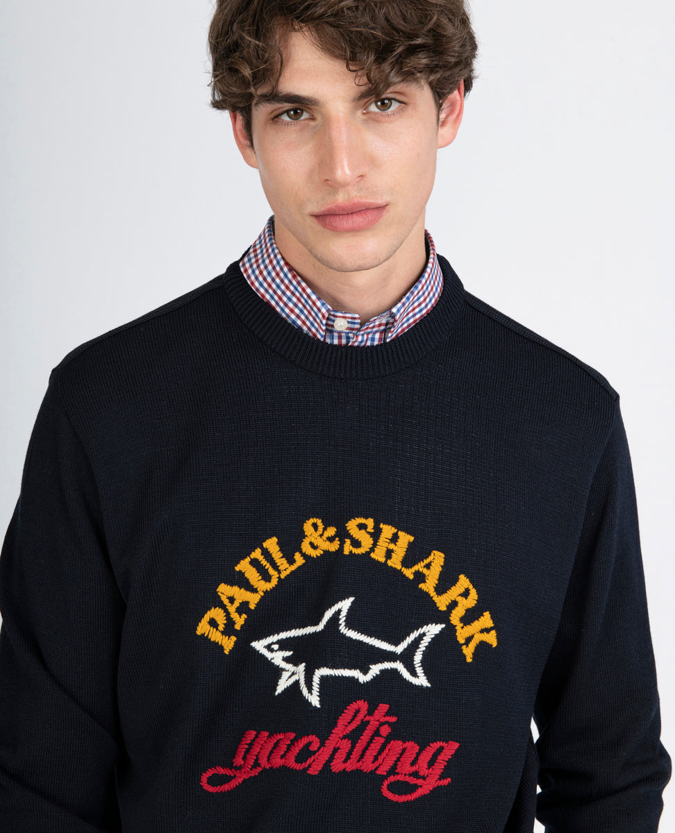 pull PAUL & SHARK Merino wool crew neck with embroidered Logo— HENIN